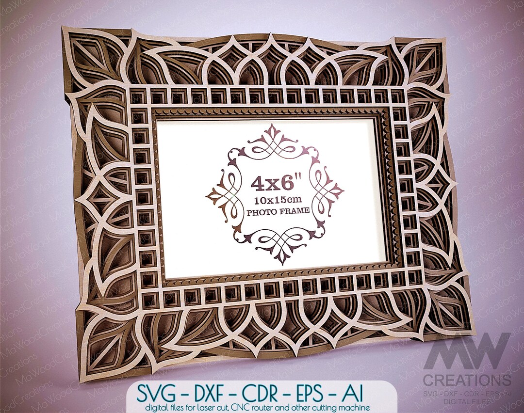 4x6 Picture Frame Laser Cut Files, Layered Frame SVG DXF, Multilayer ...