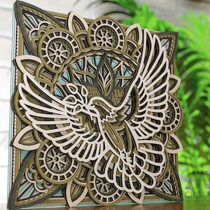 Laser Cut Rock Dove Mandala SVG Dxf, 3D Svg Pigeon Mandala, Glowforge ...