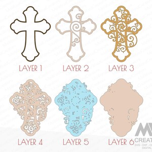 Layered Cross Design for Laser Cutting - Multilayer Cross SVG Dxf - 3D ...