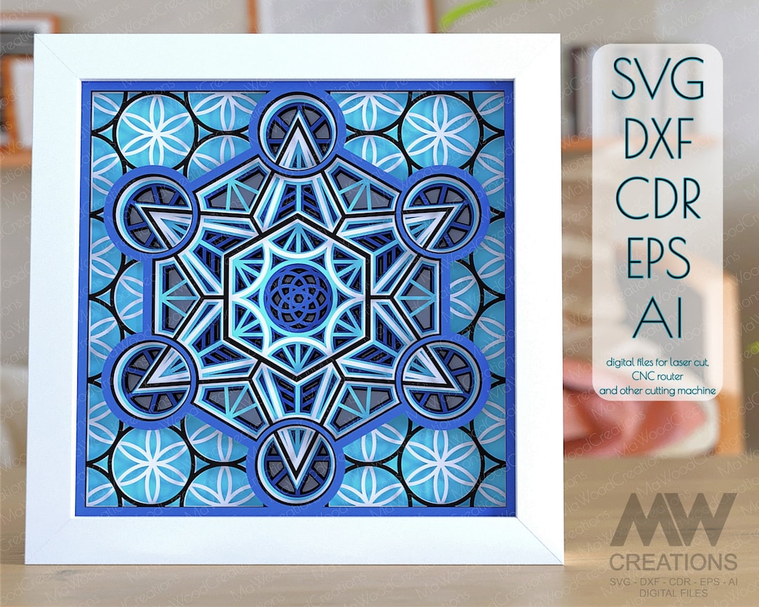 Metatron Cube Mandala Svg Dxf, Layered Metatron Mandala SVG, 3d Svg ...