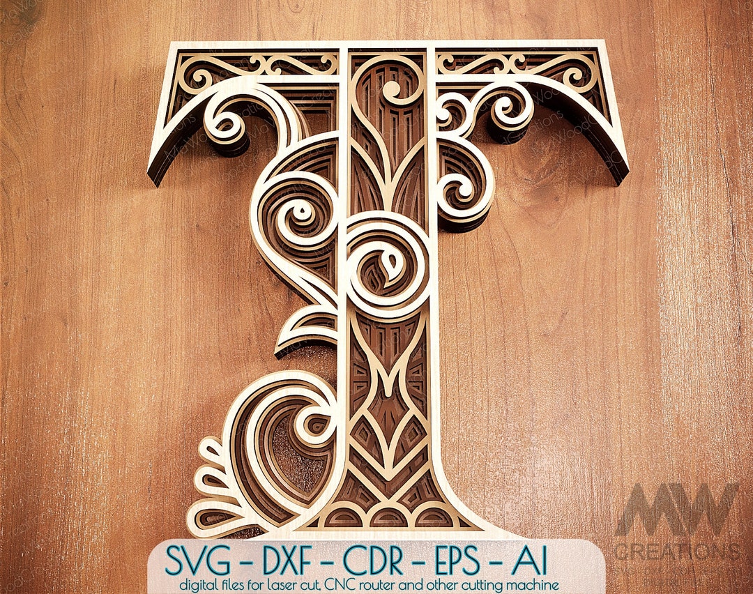 Layered Letter T, Layered Letters SVG, Multi Layer Letters, Letters SVG ...