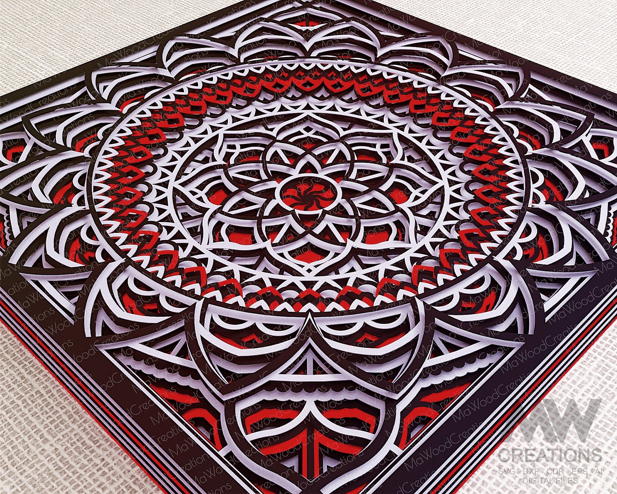 3D Layer Mandala SVG Flower Mandala Paper Cutting Template - Etsy