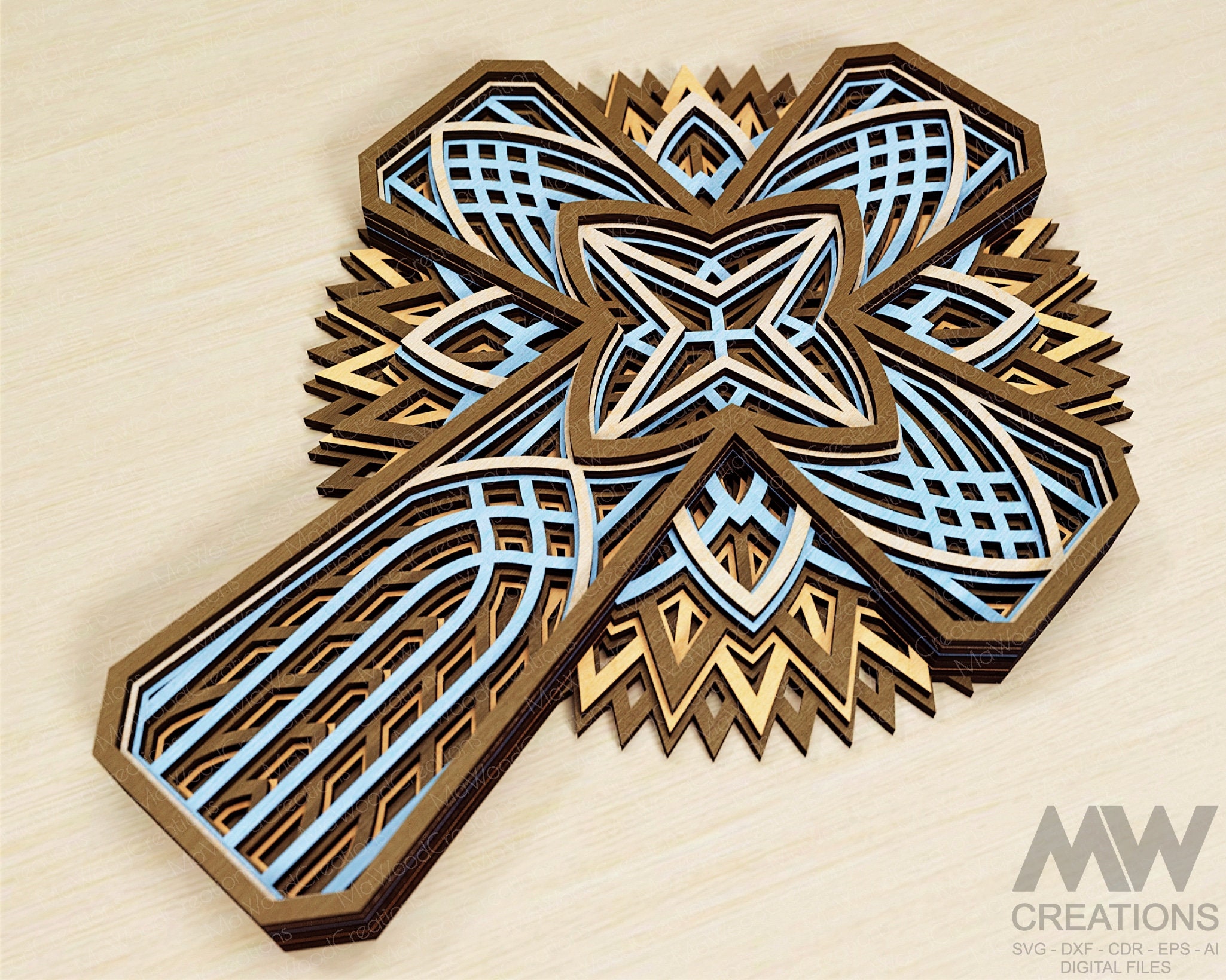 Laser Cut Multilayer Cross Svg Dxf 3D SVG Cross Religious - Etsy