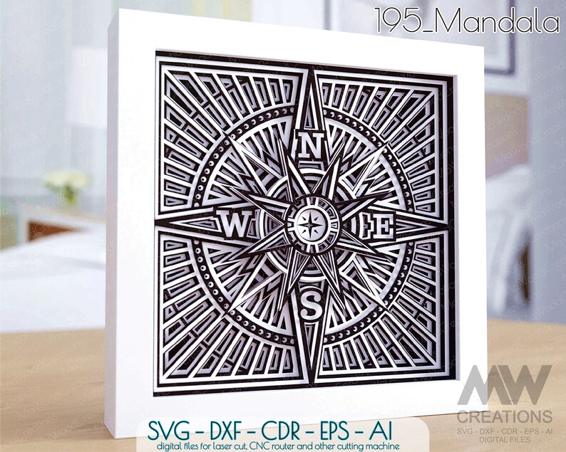 3d Compass SVG Bundle Layered Compass Bundle Shadow Box - Etsy