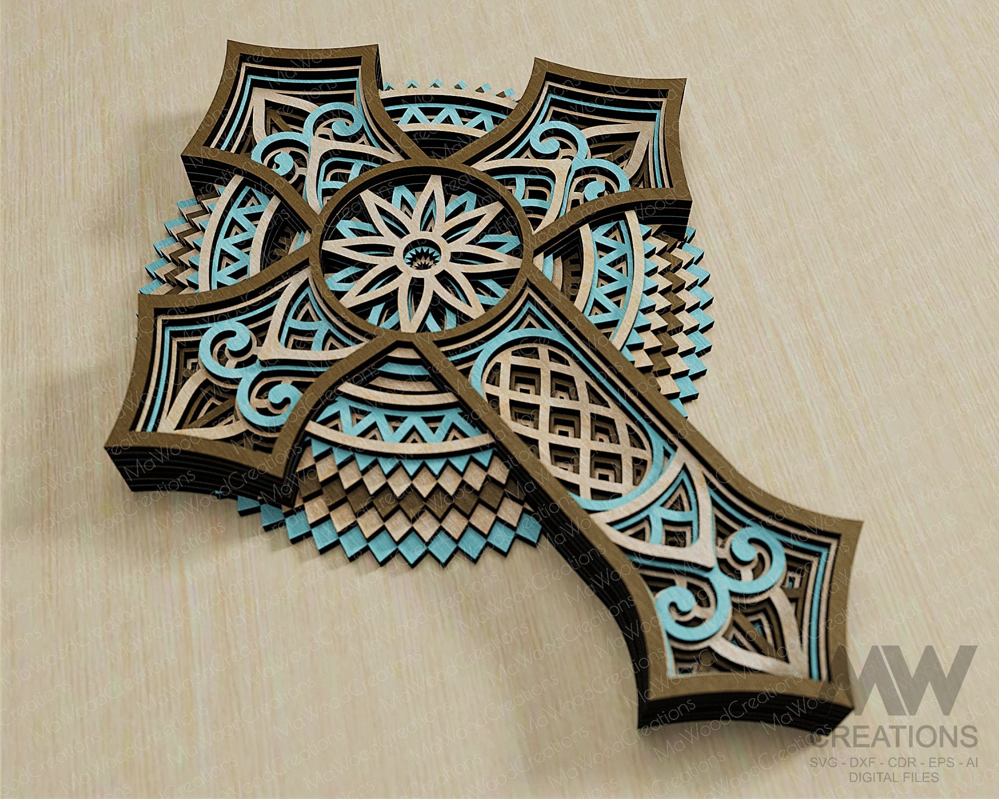 3d Layer Cross SVG for Cricut, Glowforge Mandala Cross, Religious ...