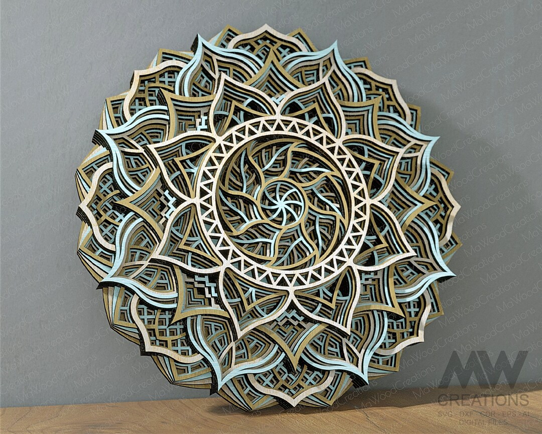 8 Layer Mandala SVG File, 3D Layer Mandala SVG, Layered Mandala Laser ...