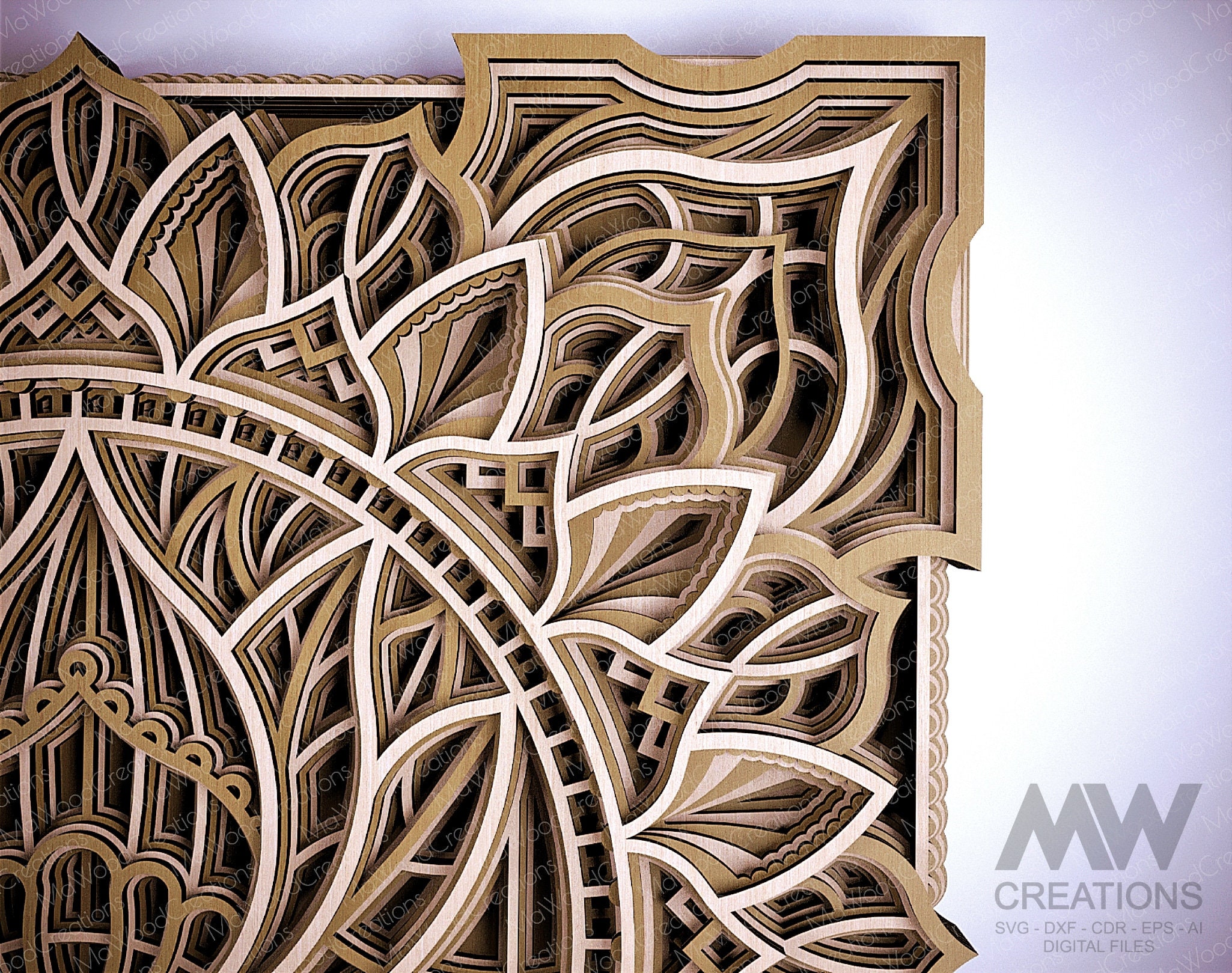 Laser Cut Lotus Flower Mandala SVG Dxf Multilayer Lotus - Etsy