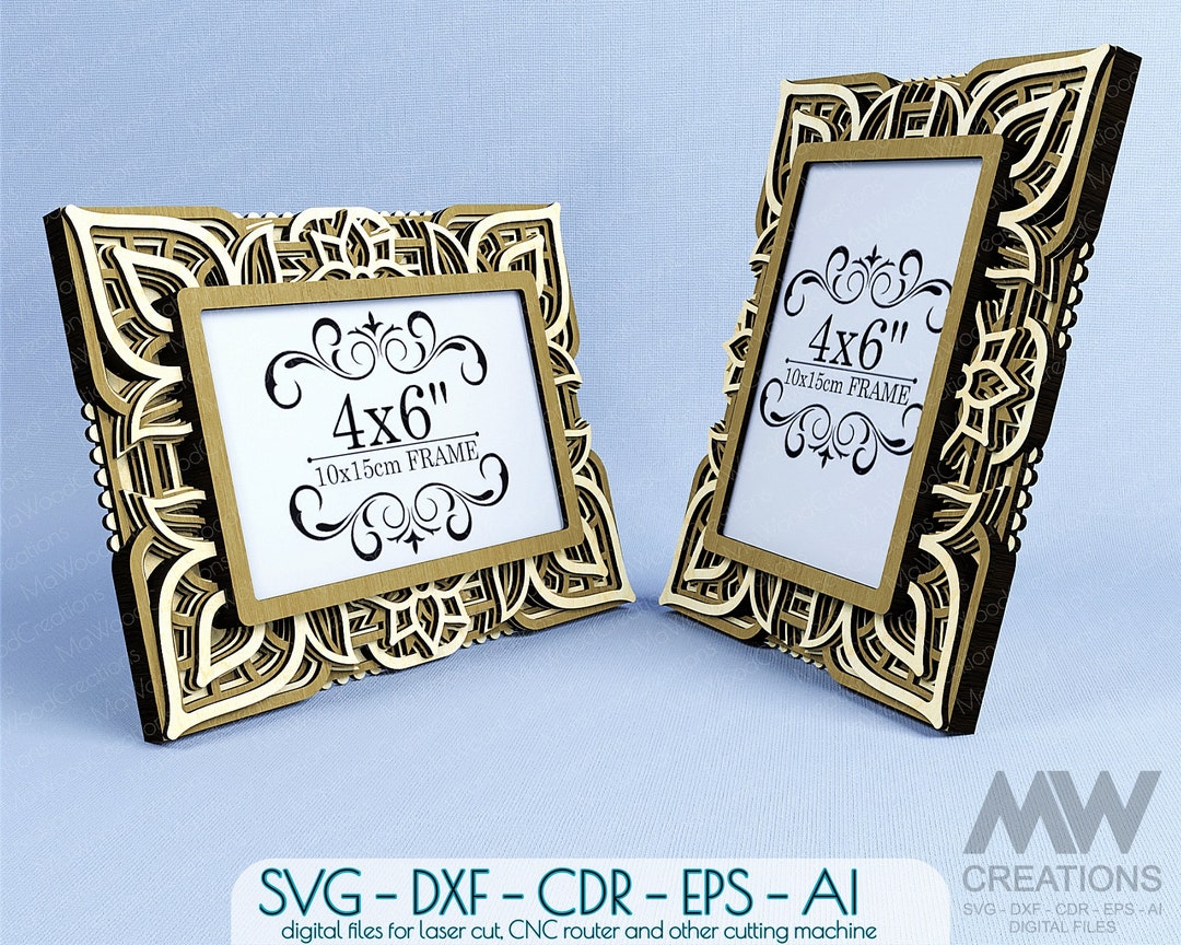 Laser Cut Frame SVG DXF, Multilayer Frame Svg, 4x6 Picture Frame Svg ...