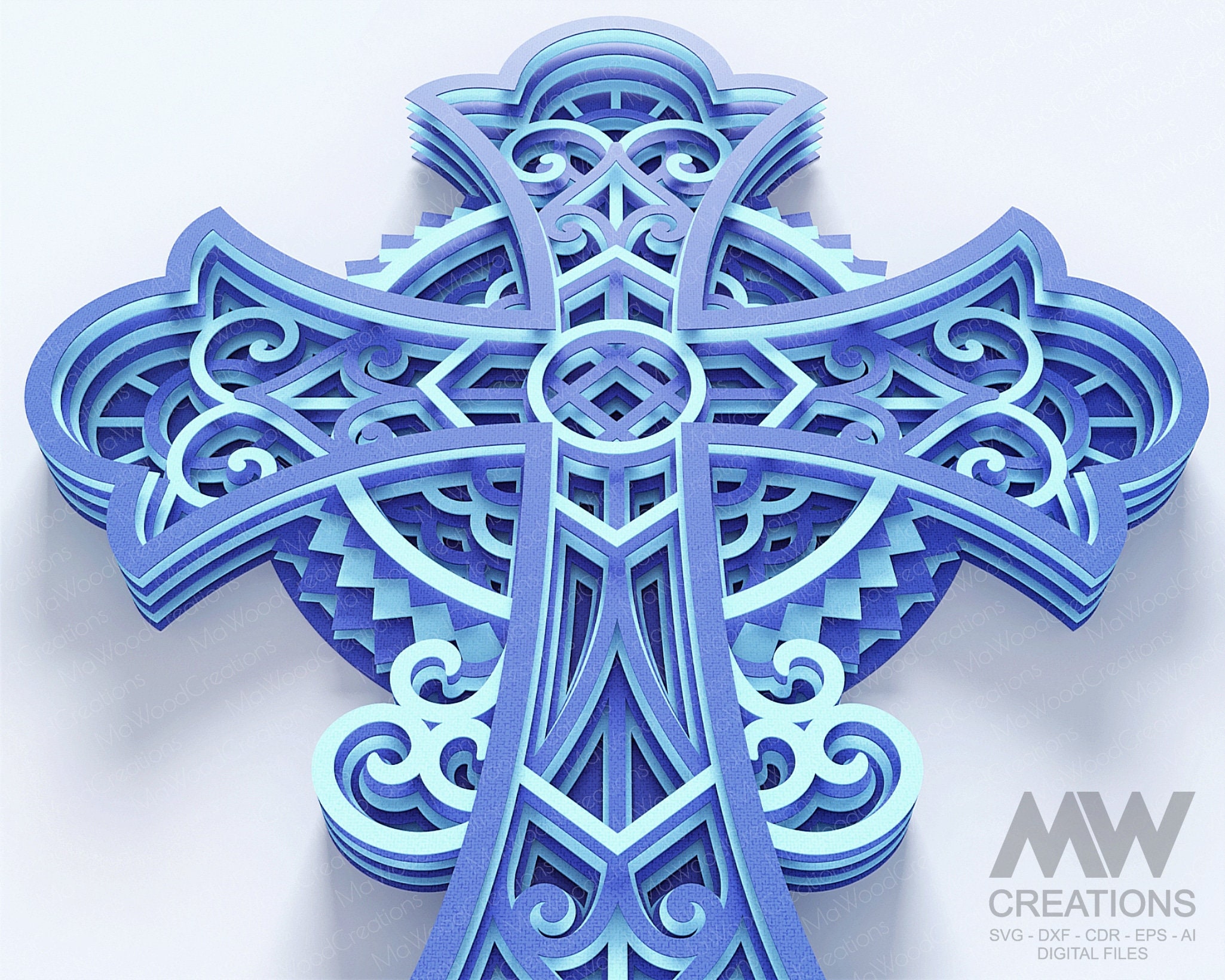 Christian Cross SVG Layered Mandala Cross Laser Cut Cross - Etsy