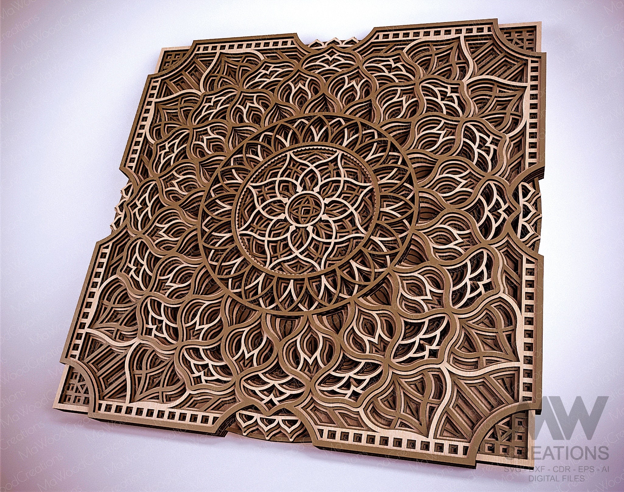 3D Layer Mandala SVG Laser Cut Multi Layer Mandala DXF - Etsy