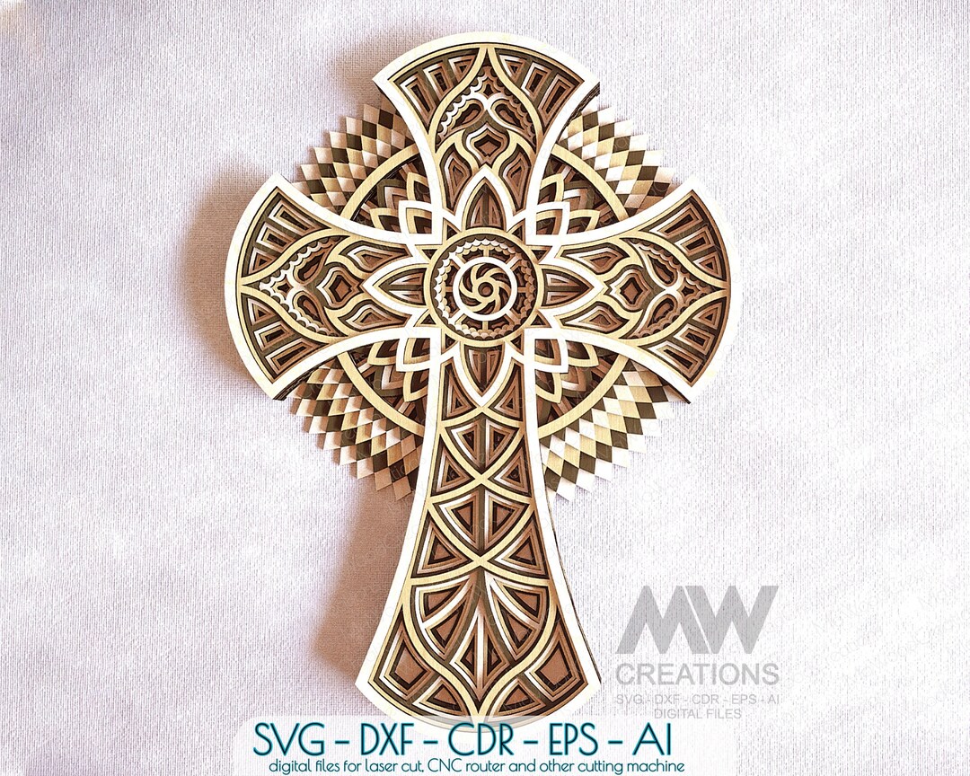 Laser Cut Multilayer Cross Svg Dxf, Christian Cross SVG, Multi Layer ...
