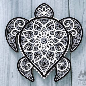 3d Turtle Mandala SVG Dxf, 3D Turtle Svg, Multi-layer Turtle Svg Cut ...