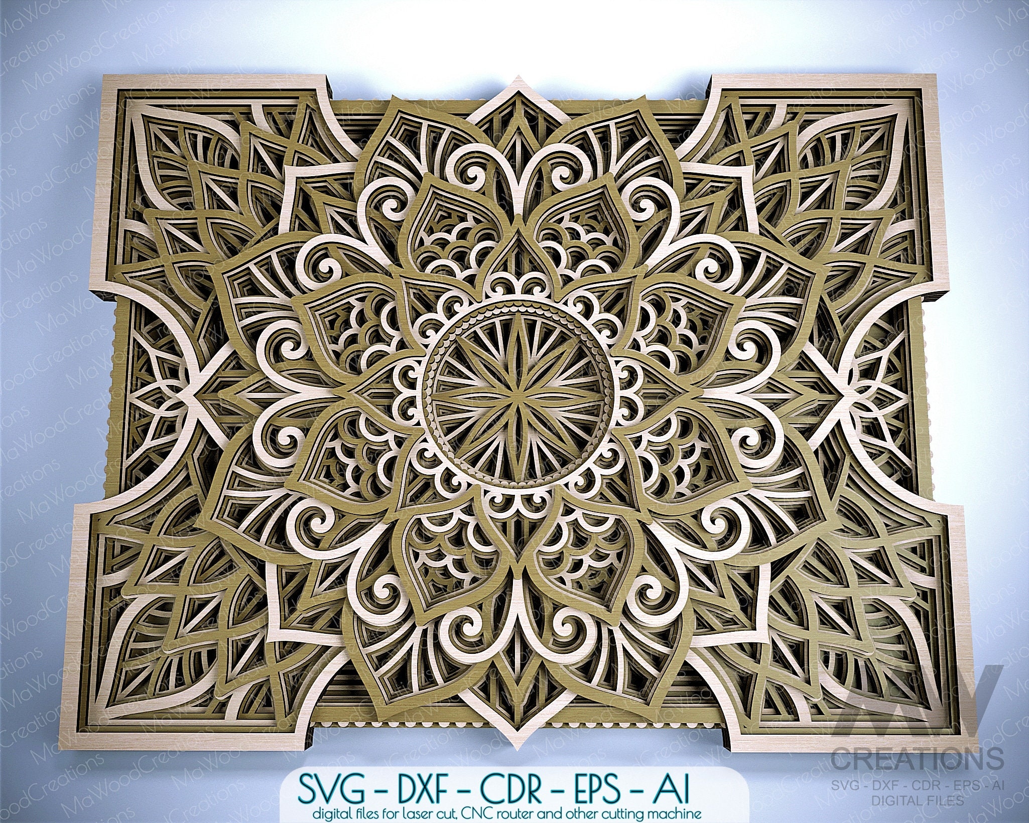 Mandala DXF Laser Cut Pattern Rectangular Mandala SVG Dxf - Etsy UK