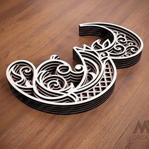 Layered Number 3, Layered Numbers SVG, Multilayer Number 3, Numbers SVG ...