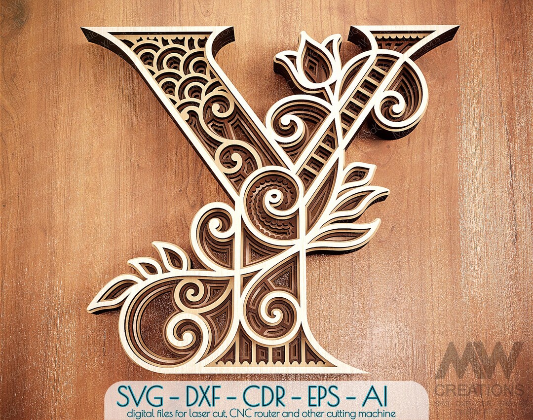 Layered Letter Y, Layered Letters SVG, Multi Layer Letters, Letters SVG ...