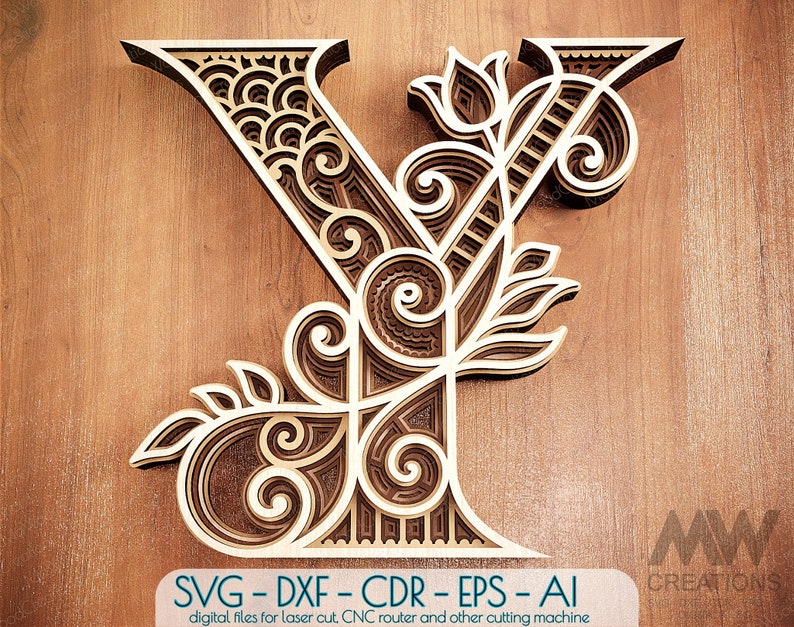 Layered Letter Y Layered Letters SVG Multi Layer Letters - Etsy