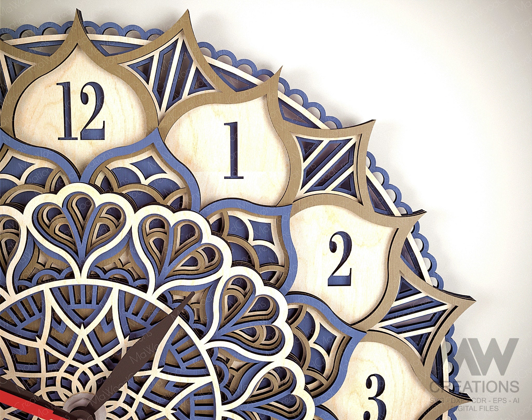 5 Layer Clock Svg Mandala Clock SVG Dxf Laser Cut Clock - Etsy