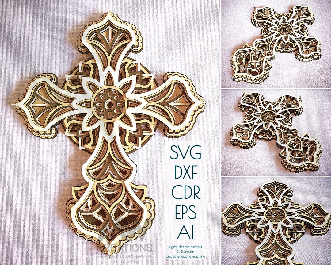 6 Layer Cross, Laser Cut Cross SVG Dxf, 3d Layer Cross Svg, Multi-layer ...
