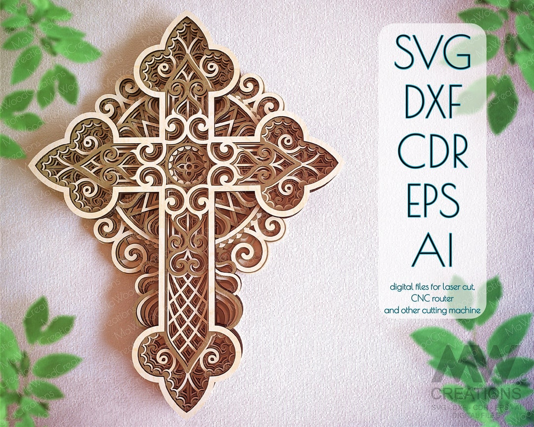 Laser Cut Svg Cross Design Multi Layer Mandala Cross - Etsy