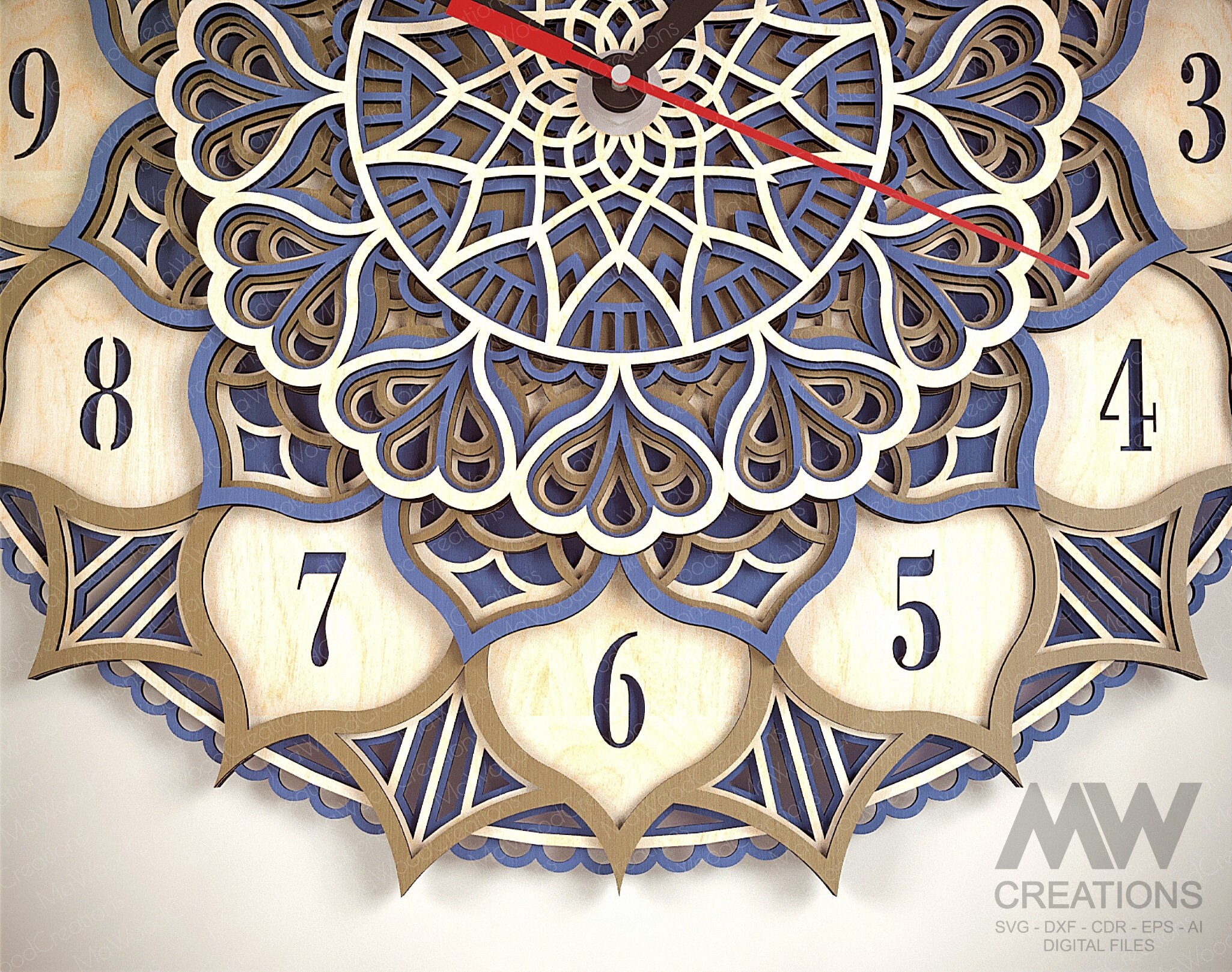 5 Layer Clock Svg Mandala Clock SVG Dxf Laser Cut Clock - Etsy