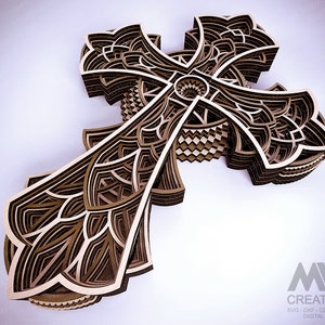 Laser Cut Multi Layer Cross Svg Dxf, Christian Cross SVG, Mandala Cross ...