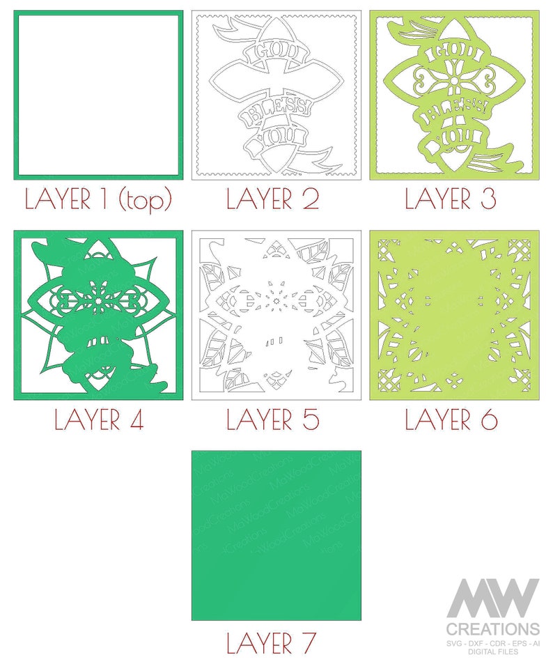 Shadow Box Cross God Bless You Cross SVG for Cricut 3d - Etsy