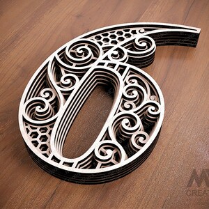 Layered Number 6, Layered Numbers SVG, Multilayer Number 6, Numbers SVG ...