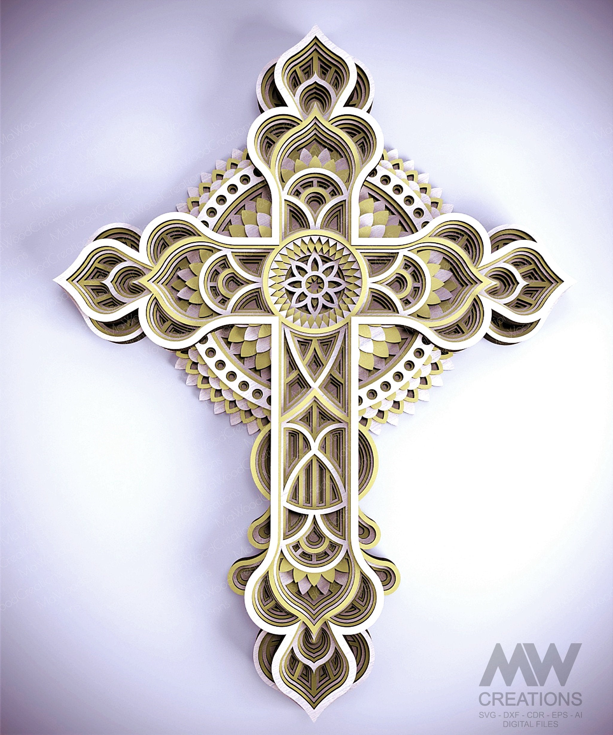 3D Layer Cross Svg Mandala Cross SVG for Cricut Glowforge - Etsy Hong Kong