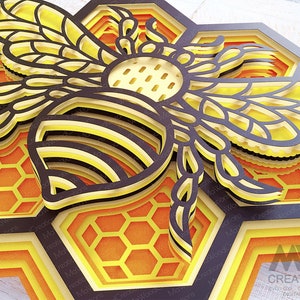 3d Layered Bee SVG, 3d Svg Bee, Layered Honeycomb Svg for Shadow Box ...