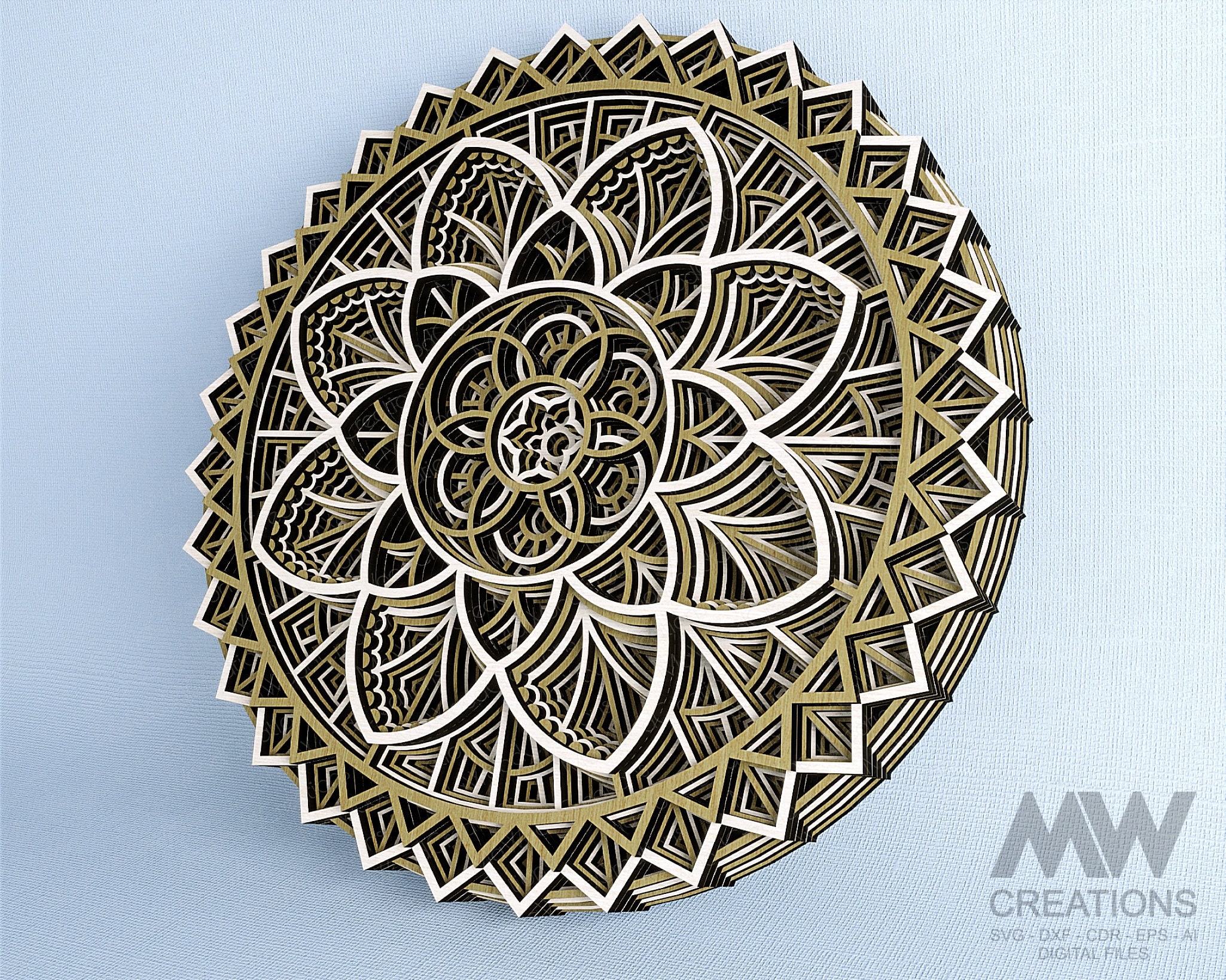 Laser Cut Flower Mandala SVG DXF 3D Layer Mandala SVG Multi - Etsy