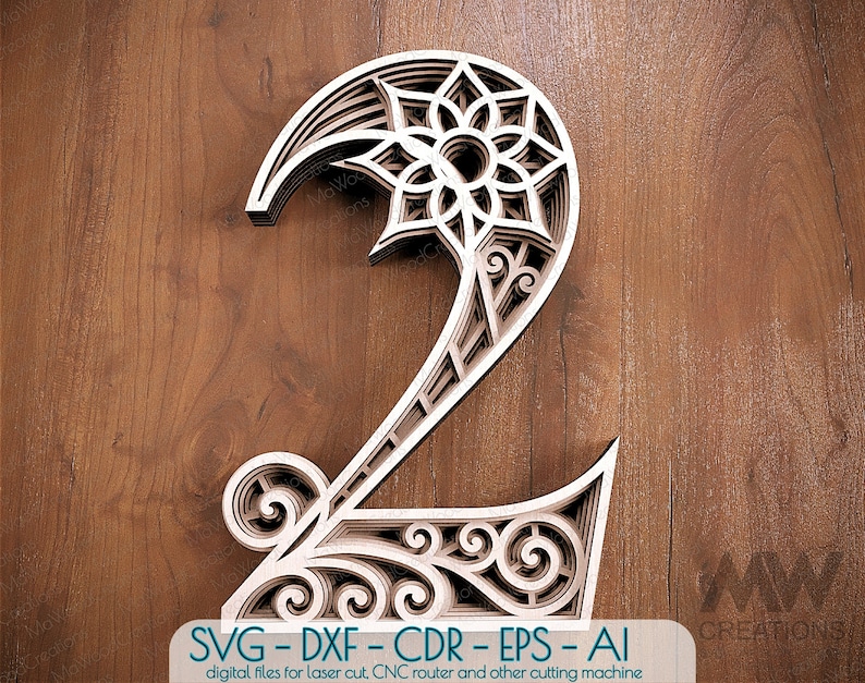 Layered Number 2, Layered Numbers SVG, Multilayer Number 2, Numbers SVG ...