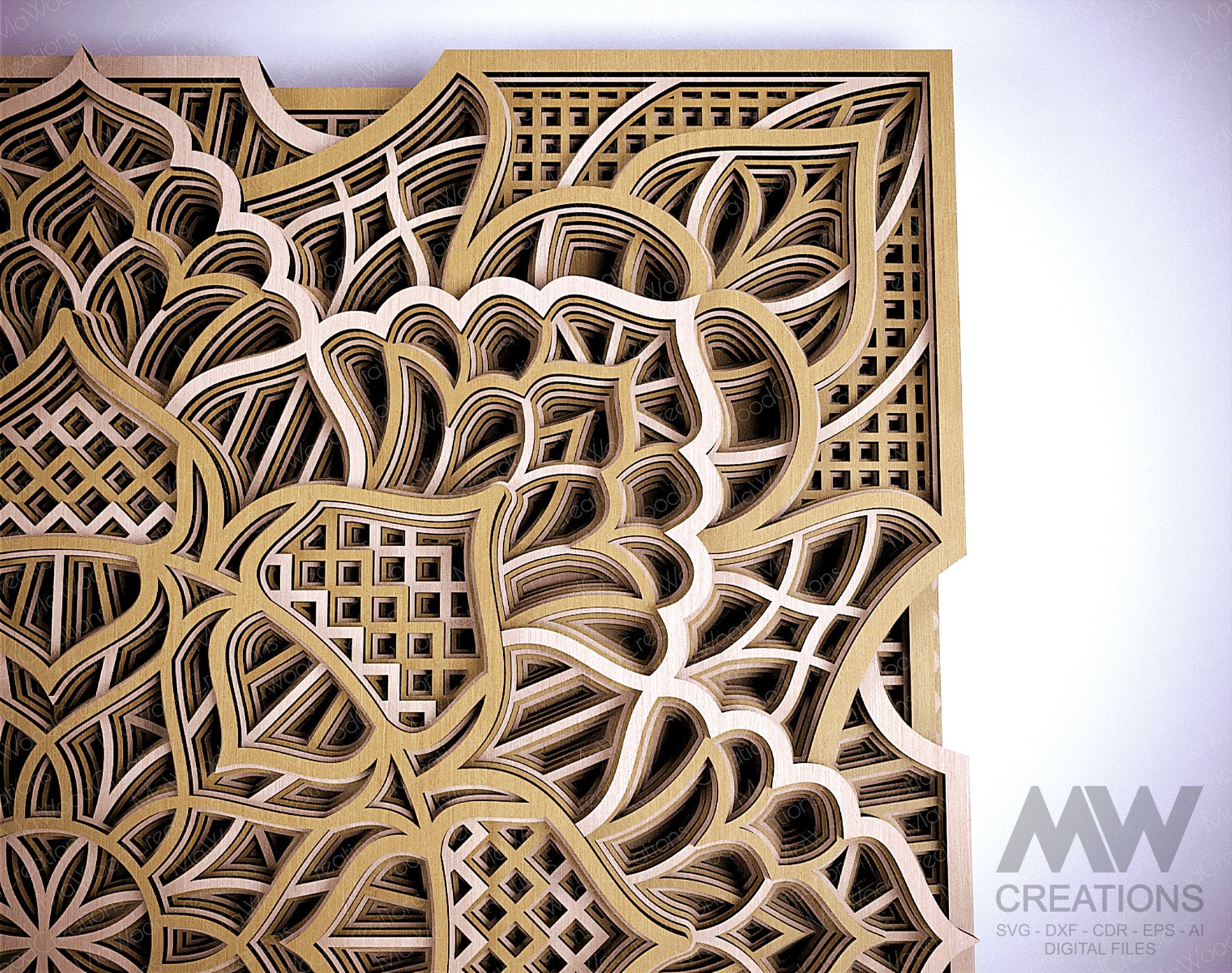 3D Mandala SVG Multi Layer Mandala SVG Dxf Cricut Flower - Etsy