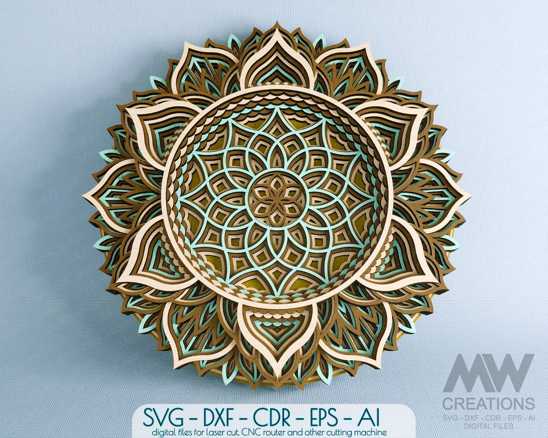 Multi Layer Mandala Dxf Svg for Laser Cut, 3d Layer Mandala SVG, Flower ...
