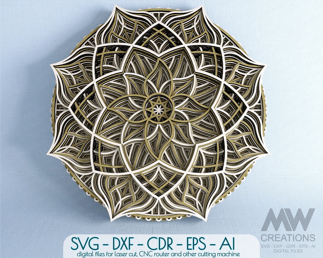 Layered Mandala SVG Dxf, 3D SVG Mandala, Laser Cut Mandala Layered ...