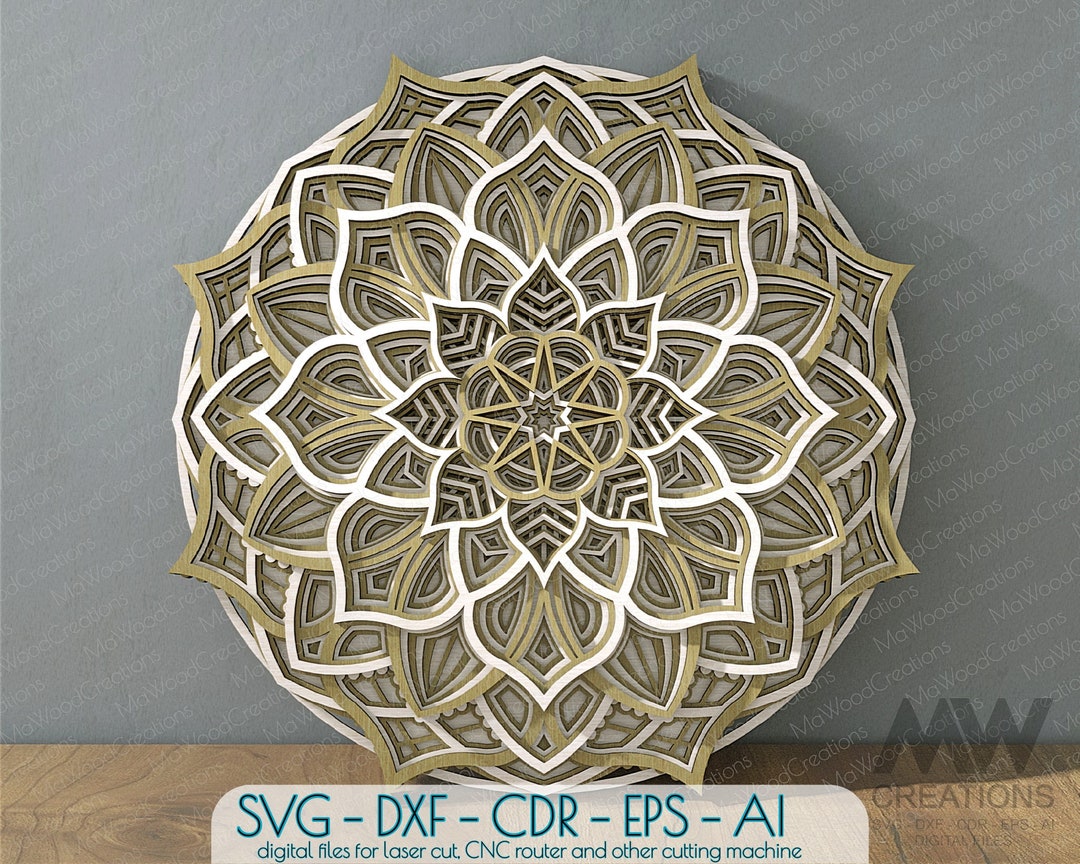 Laser Cut Multi Layer Mandala SVG Dxf, 3d Layer Flower Mandala Svg ...