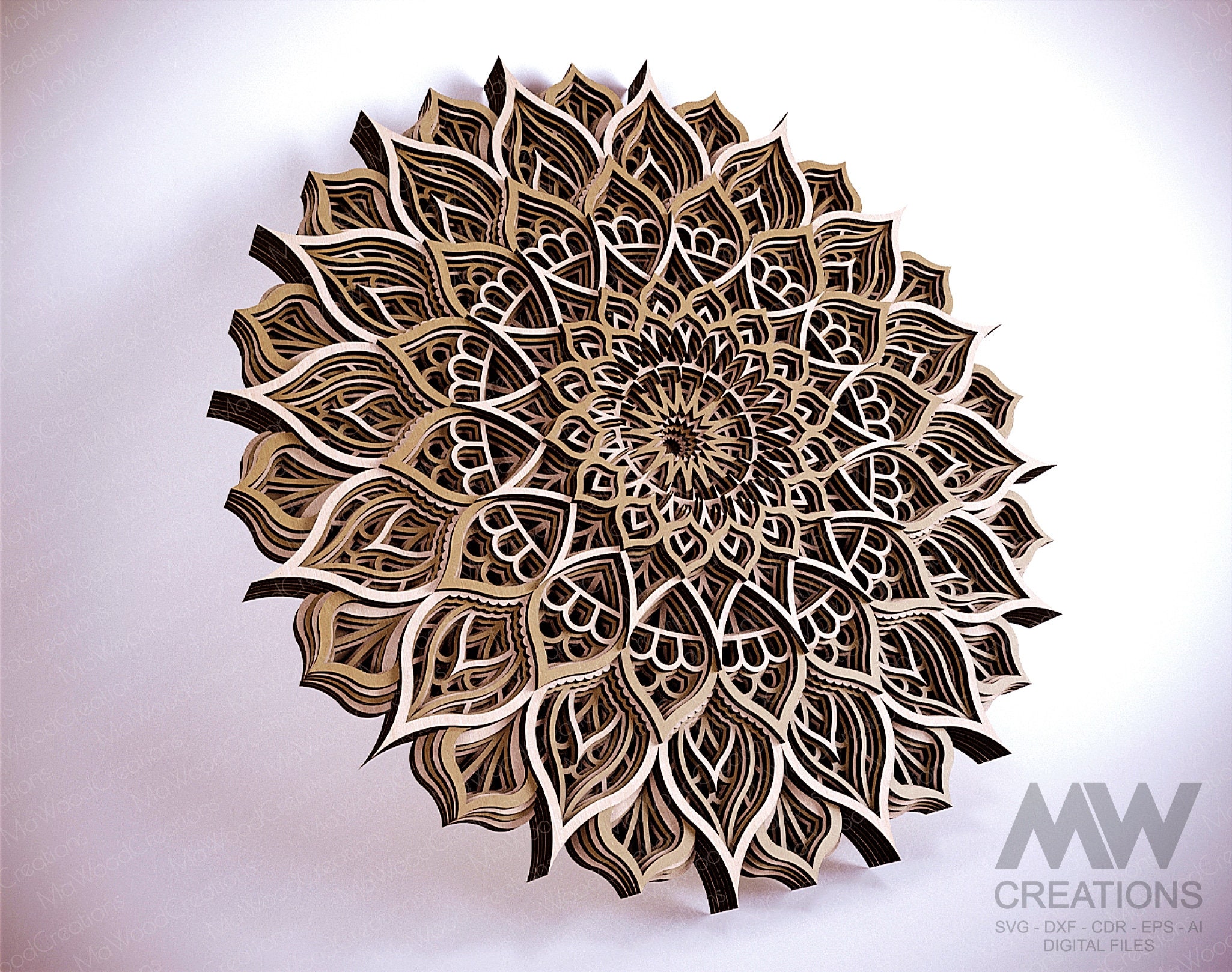 3D Layer Mandala SVG Laser Cut Multi Layer Mandala DXF - Etsy