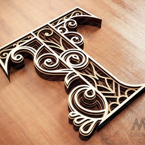 Layered Letter T, Layered Letters SVG, Multi Layer Letters, Letters SVG ...