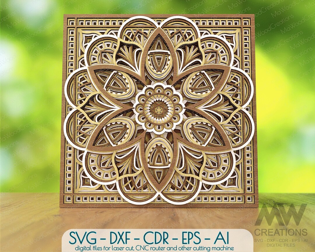 Laser Cut Layered Mandala SVG DXF, 3D Flower Mandala SVG, Multilayer ...