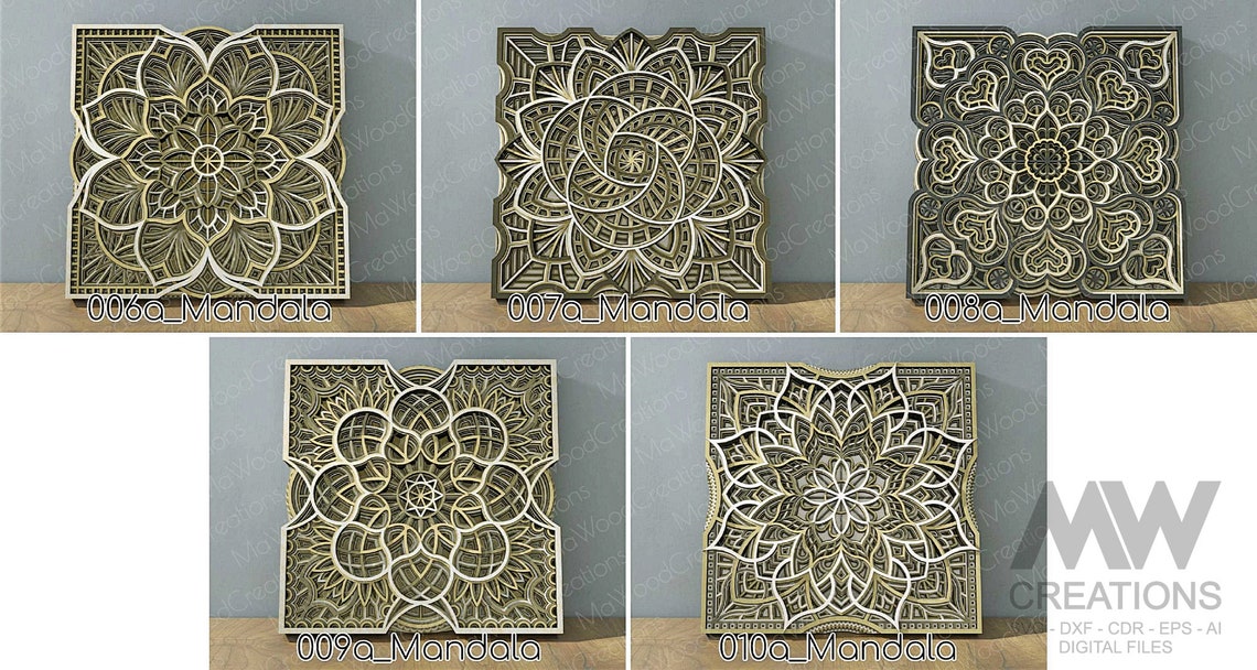 10x10 Mandala Bundle Vol.2, 3D Layered Mandala SVG Bundle, Multi-layer ...