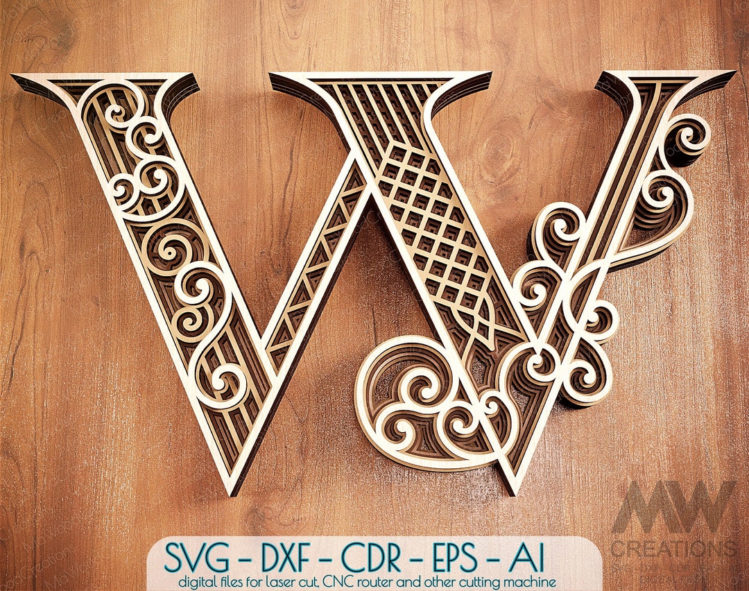 Layered Letter W, Layered Letters SVG, Multi Layer Letters, Letters SVG ...