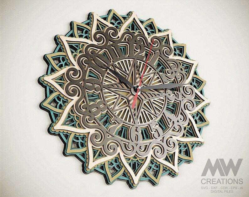 Multi Layer Clock Laser Cut Files Mandala Clock Svg 3d Svg - Etsy
