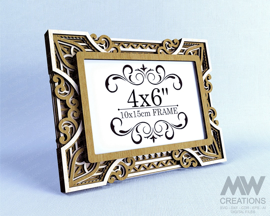 Multilayer Photo Frame, Laser Cut Photo Frame DXF, 4x6 Picture Frame ...