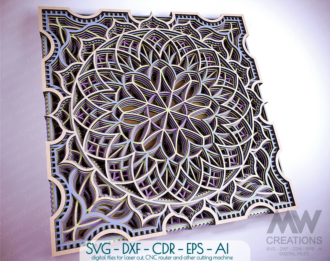 7 Layer Mandala SVG Dxf, Laser Cut Layered Panel Mandala Design ...