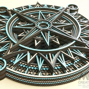 Laser Cut Compass 3D Mandala Svg Files Multilayer Panel, Multi-layer ...