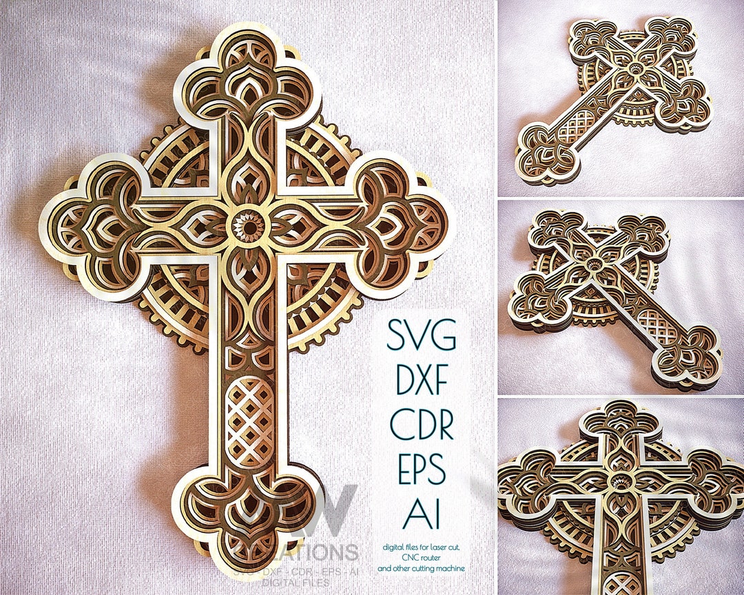 Christian Cross, Layered Mandala Cross SVG for Cricut, Glowforge Cross ...