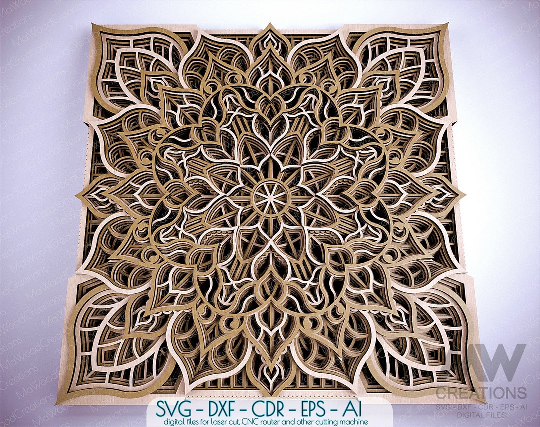 Laser Cut Flower Mandala SVG DXF, 3D Layer Mandala SVG, Multi Layer Mandala Cutting Files ...