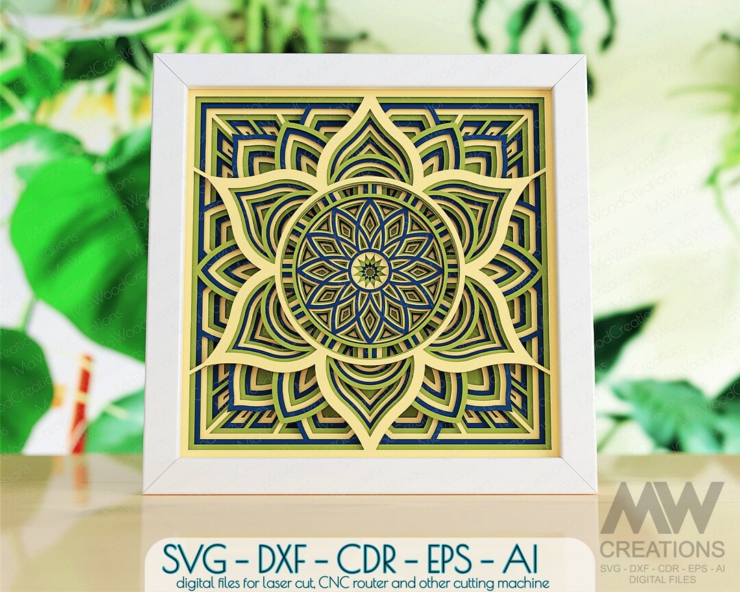 Multi Layer Mandala Svg Dxf, Shadowbox Mandala, 3D Flower Mandala ...