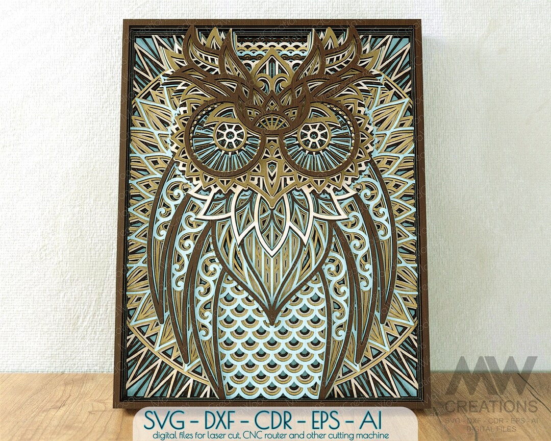 Laser Cut Multi Layer Owl Svg Dxf, 3D Owl Svg Dxf, Layered Owl Head ...