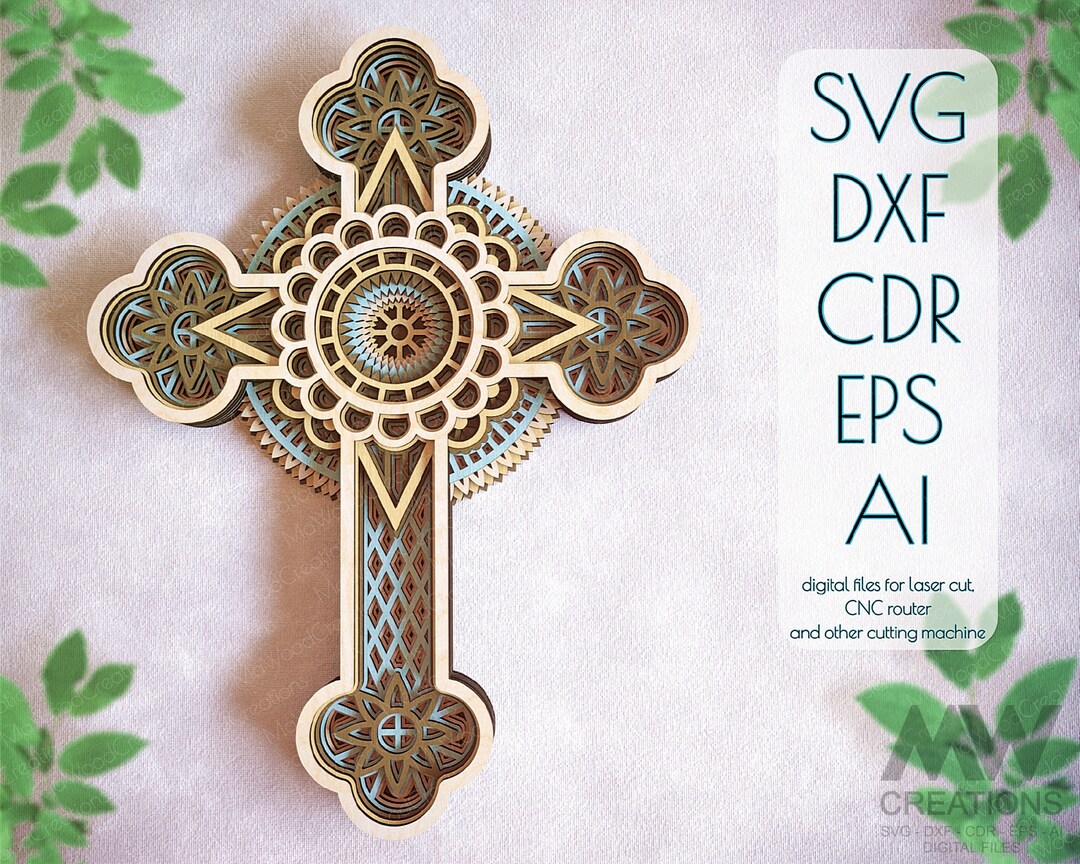 3D Layered Cross, Christian Cross SVG, Multi Layer Cross Svg, Laser Cut ...