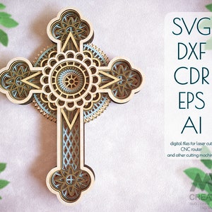 3D Layered Cross, Christian Cross SVG, Multi Layer Cross Svg, Laser Cut ...